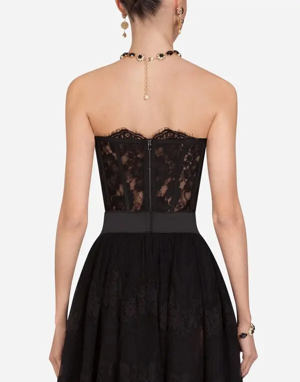 Dolce & Gabbana Short Galloon Lace Bustier - Black