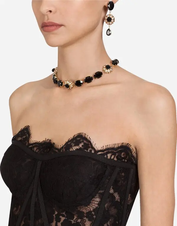 Dolce & Gabbana Short Galloon Lace Bustier - Black