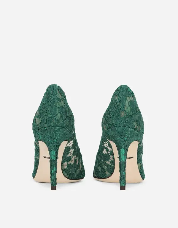 Dolce & Gabbana Lace Pumps With Brooch - Green