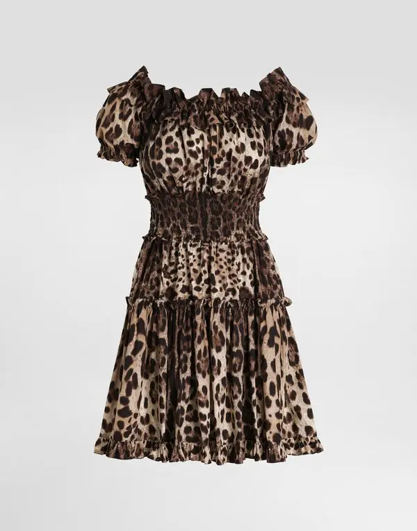 Dolce & Gabbana Short Leopard-print Poplin Dress - Multicolor