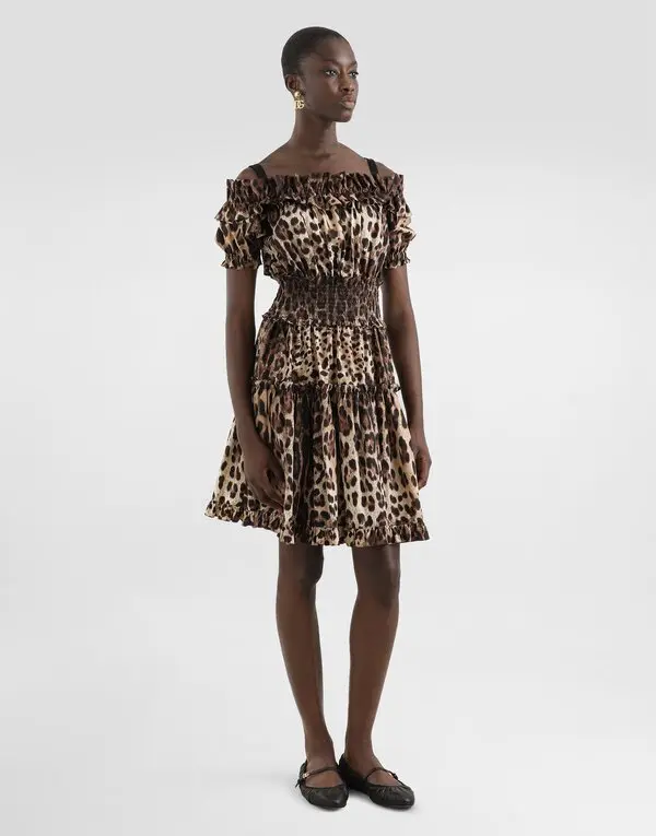 Dolce & Gabbana Short Leopard-print Poplin Dress - Multicolor