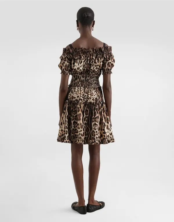 Dolce & Gabbana Short Leopard-print Poplin Dress - Multicolor