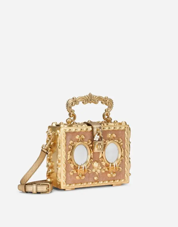 Dolce & Gabbana Calfskin Dolce Box Bag With Rhinestone And Mirrored Detailing - Multicolor