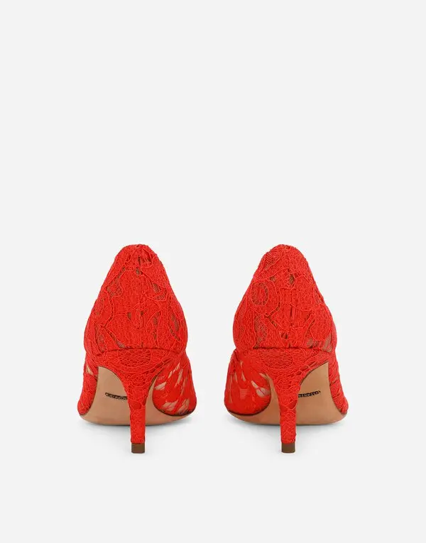 Dolce & Gabbana Bellucci Taormina Lace Pump With Crystals - Red