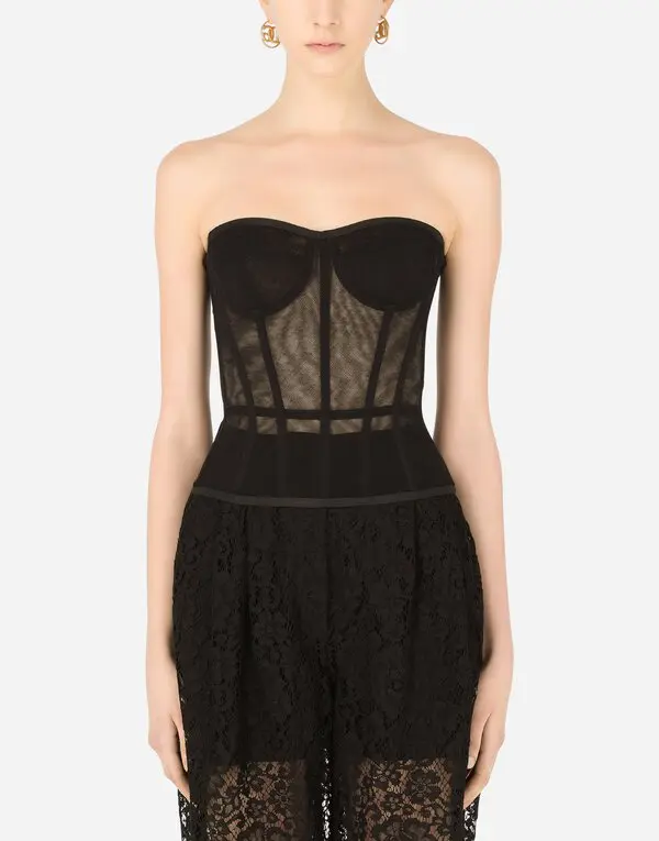 Dolce & Gabbana Cotton Tulle Bustier Top