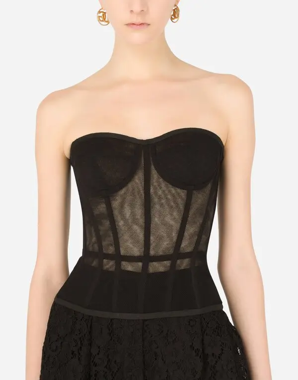Dolce & Gabbana Cotton Tulle Bustier Top