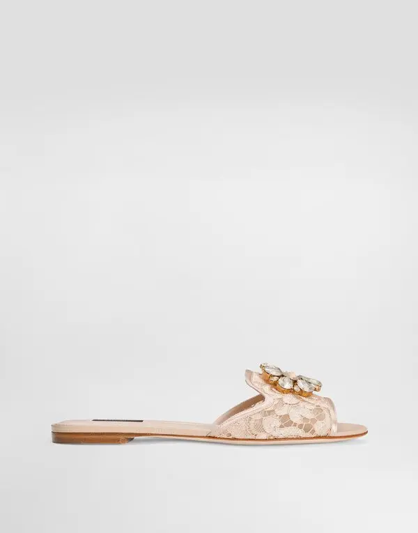 Dolce & Gabbana Lace Slippers With Crystals