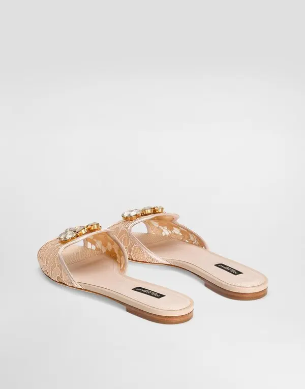 Dolce & Gabbana Lace Slippers With Crystals