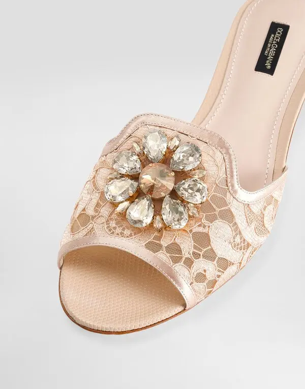 Dolce & Gabbana Lace Slippers With Crystals