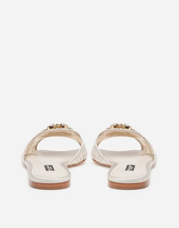Dolce & Gabbana Lace Slippers With Crystals - Ice