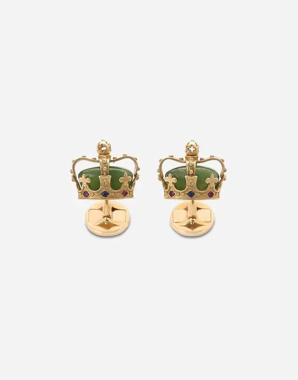 Dolce & Gabbana Royal Cufflinks 18-carat Green Jade, Rubies, And Blue Sapphires - Yellow Gold
