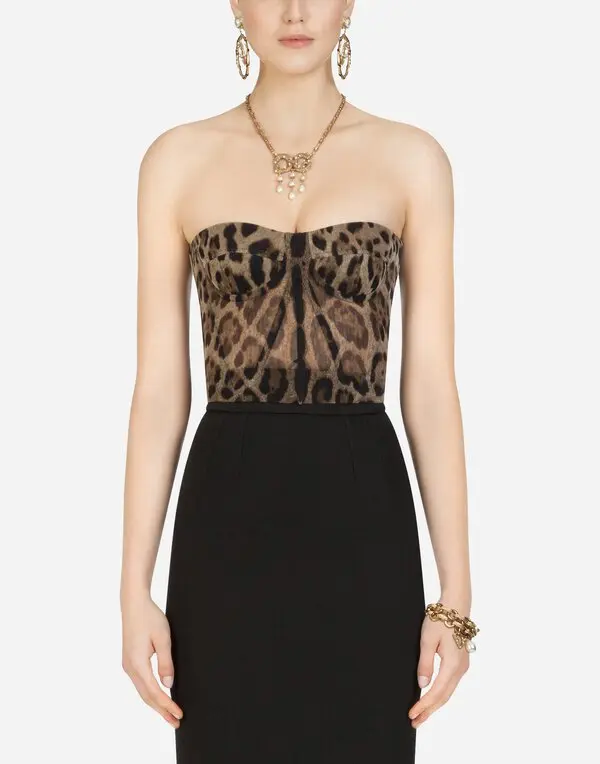 Dolce & Gabbana Leopard-print Tulle Bustier