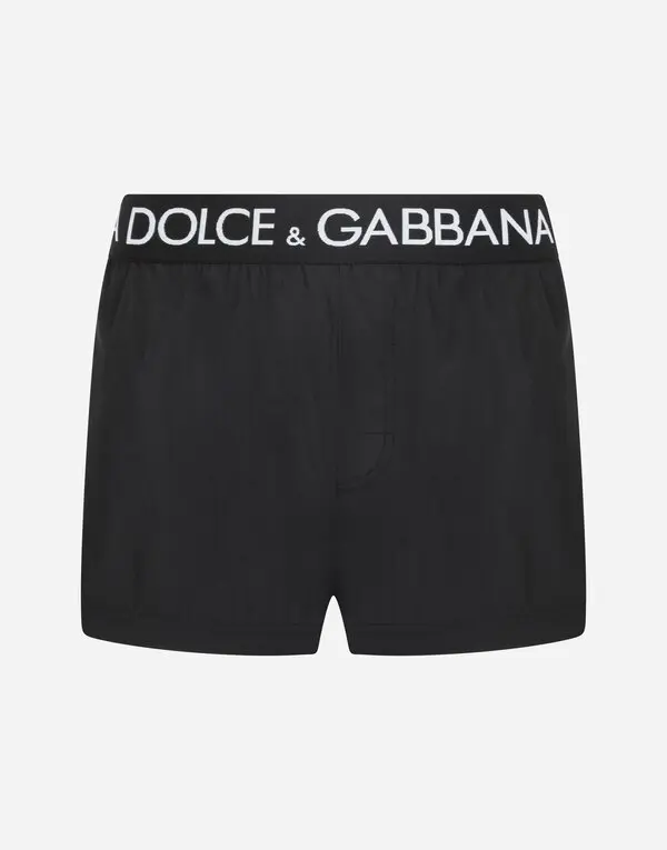 Dolce & Gabbana Short Swim Trunks With Branded Stretch Waistband - Black