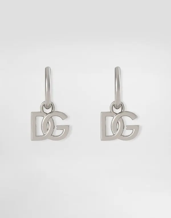 Dolce & Gabbana Dg Logo Hoop Earrings - Silver