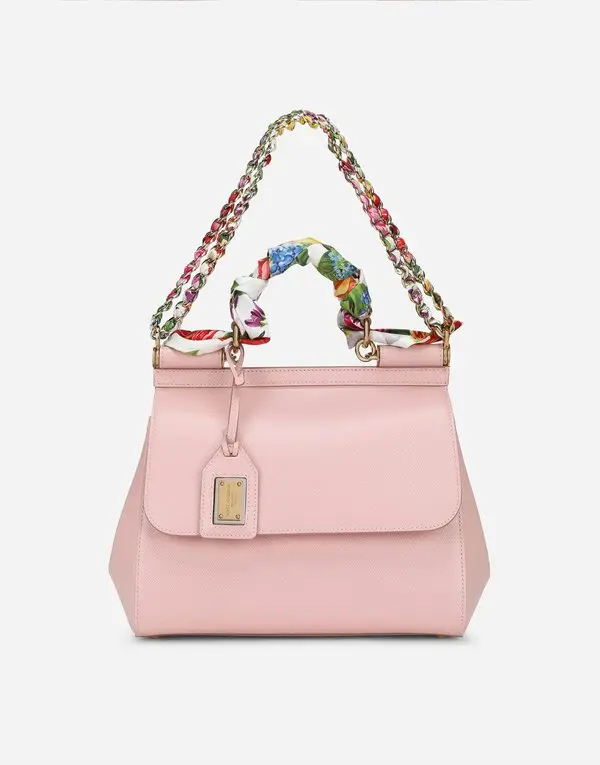 Dolce & Gabbana Medium Sicily Bag In Dauphine Calfskin With Scarf