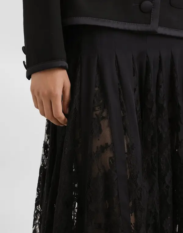 Dolce & Gabbana Charmeuse Skirt With Lace - Black