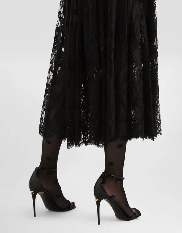 Dolce & Gabbana Charmeuse Skirt With Lace - Black