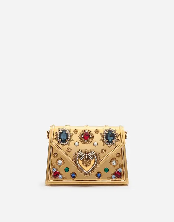 Dolce & Gabbana Small Metallic Devotion Bag With Bejeweled Detailing