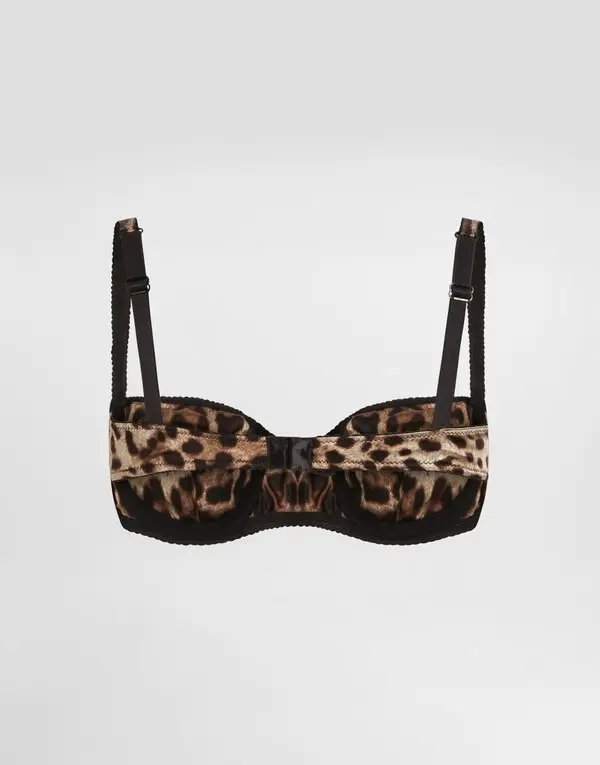 Dolce & Gabbana Leopard Print Satin Balconette Bra - Stampa Leo