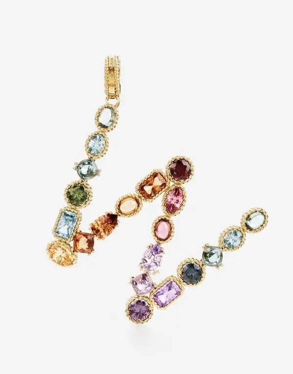 Dolce & Gabbana 18-carat Yellow Lettering Charm With Gemstones - Gold