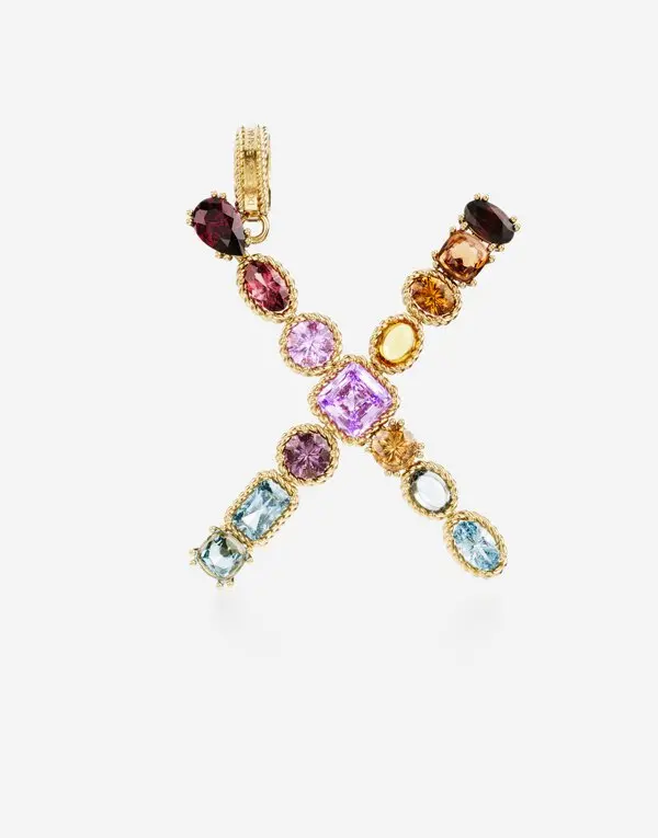 Dolce & Gabbana Charm With Lettering In 18-carat Yellow And Gemstones - Gold