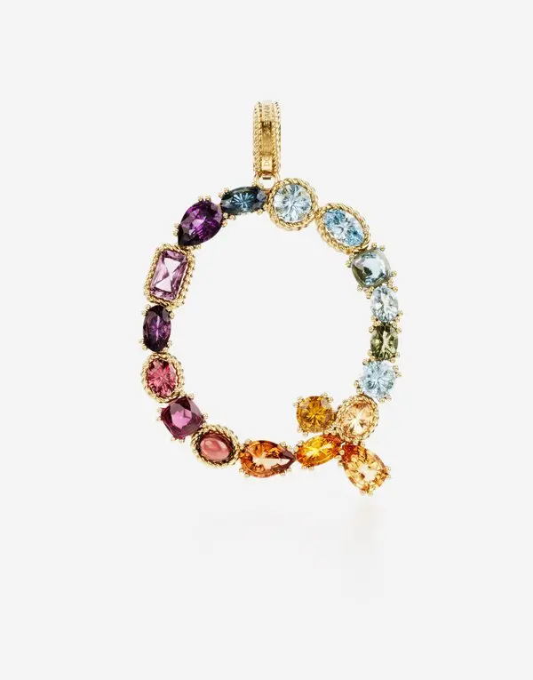 Dolce & Gabbana Q Charm In 18-carat Yellow With Multicolored Gems - Gold