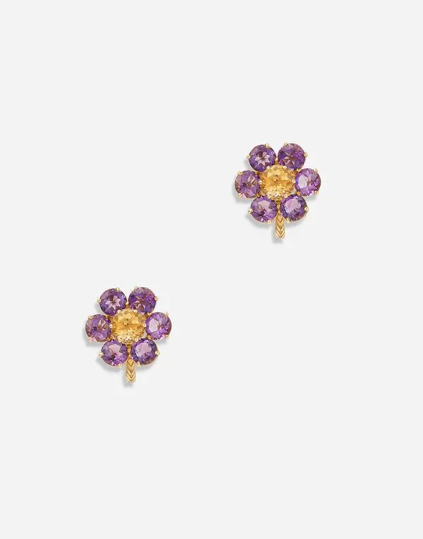 Dolce & Gabbana 18-carat Yellow Earrings With Amethyst And Citrine - Gold