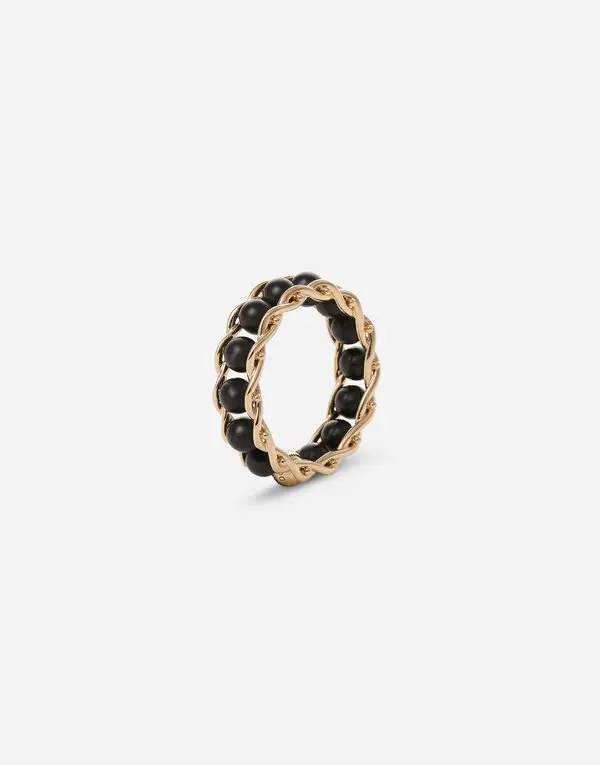 Dolce & Gabbana Sicily Ring With Black Jade - Yellow Gold