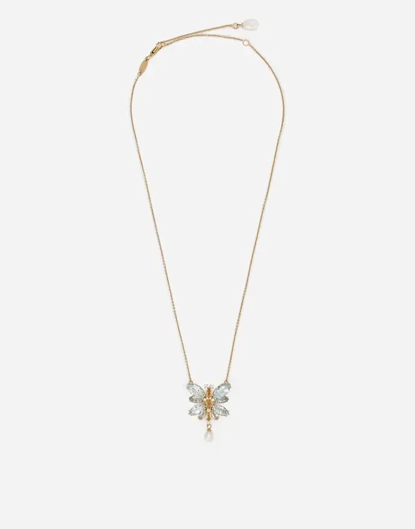 Dolce & Gabbana Butterfly Necklace With Aquamarine - Gold