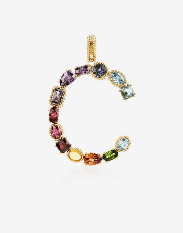 Dolce & Gabbana Charm C In 18-carat Yellow With Multicolored Gems - Gold