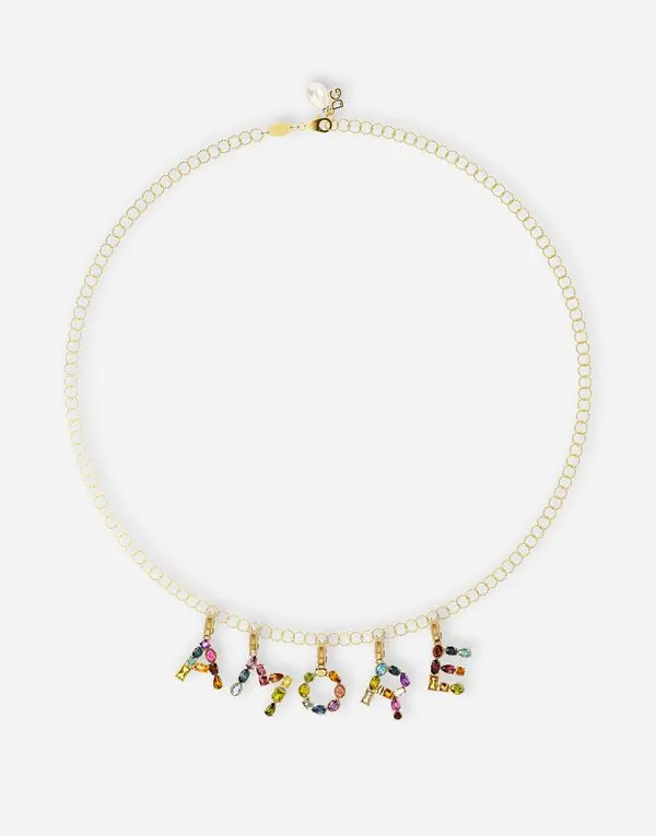 Dolce & Gabbana Charm L Alphabet In 18-karat Yellow And Gemstones