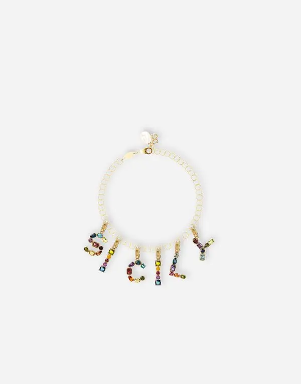 Dolce & Gabbana Charm L Alphabet In 18-karat Yellow And Gemstones