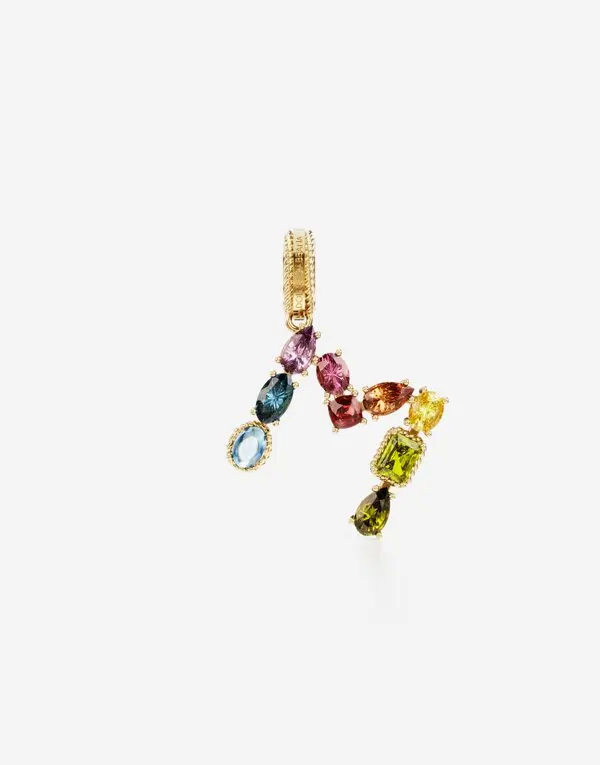 Dolce & Gabbana Charm M Lettering In 18-carat Yellow With Gems - Gold
