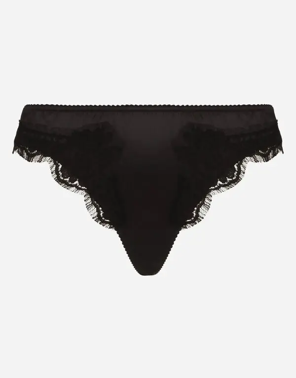 Dolce & Gabbana Satin Thong With Lace