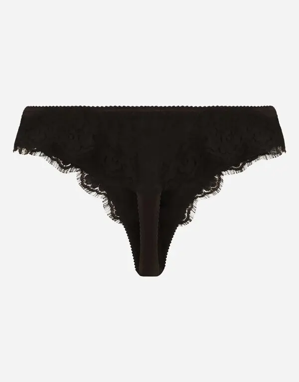 Dolce & Gabbana Satin Thong With Lace