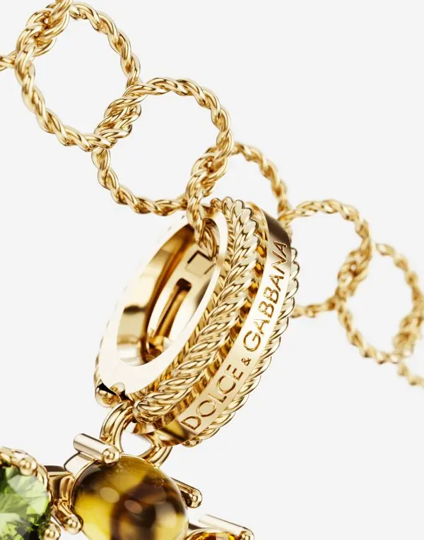 Dolce & Gabbana Lettering O Charm In 18-carat Yellow With Gemstones