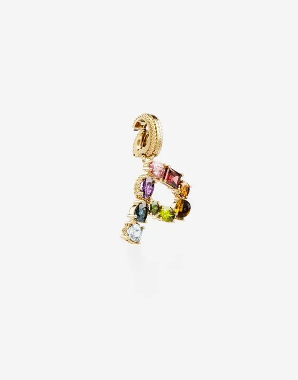 Dolce & Gabbana Alphabet P Charm In 18-karat Yellow And Gemstones