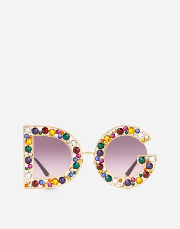 Dolce & Gabbana Crystal Embellished Sunglasses - Shiny Gold And Multicolor Crystals