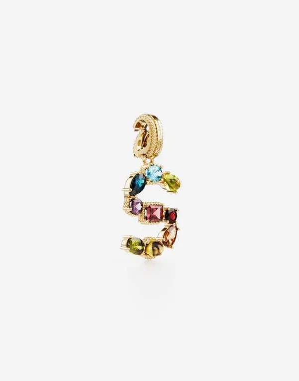 Dolce & Gabbana S Lettering Charm In 18kt Yellow With Gems - Gold