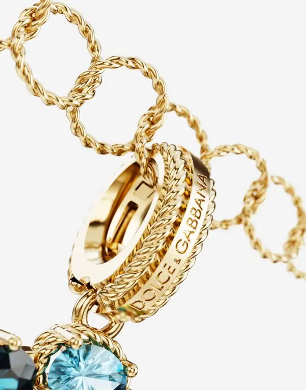 Dolce & Gabbana S Lettering Charm In 18kt Yellow With Gems - Gold