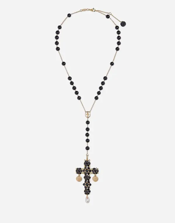 Dolce & Gabbana Sicily Rosary Necklace In Yellow With Sapphires - Gold