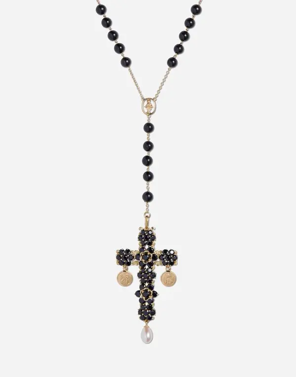 Dolce & Gabbana Sicily Rosary Necklace In Yellow With Sapphires - Gold
