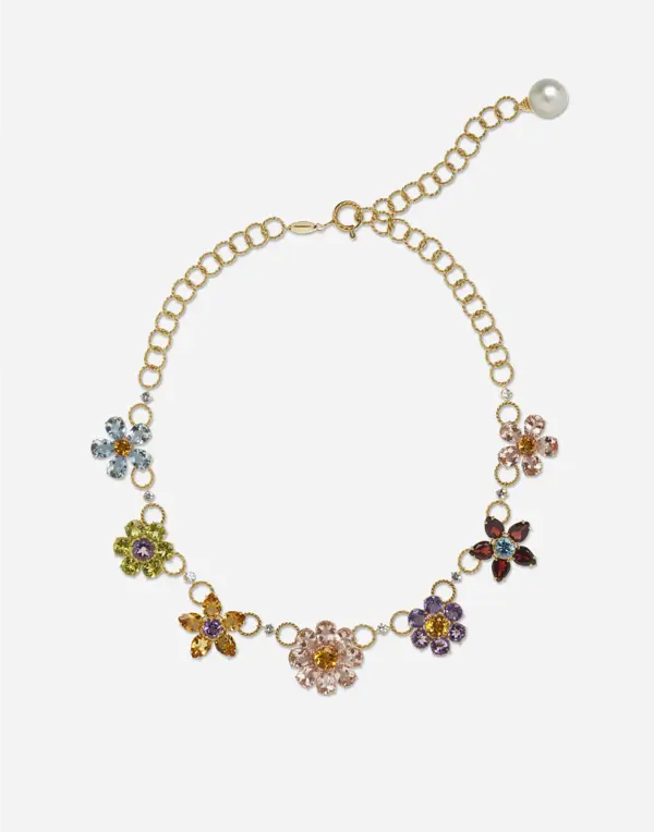 Dolce & Gabbana Spring Necklace With Multicolored Gems - Gold