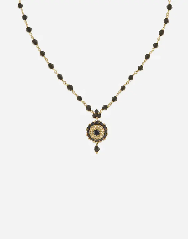 Dolce & Gabbana Sicily 18-carat Yellow Gold Necklace With Black Jades And Sapphires - Gold/black