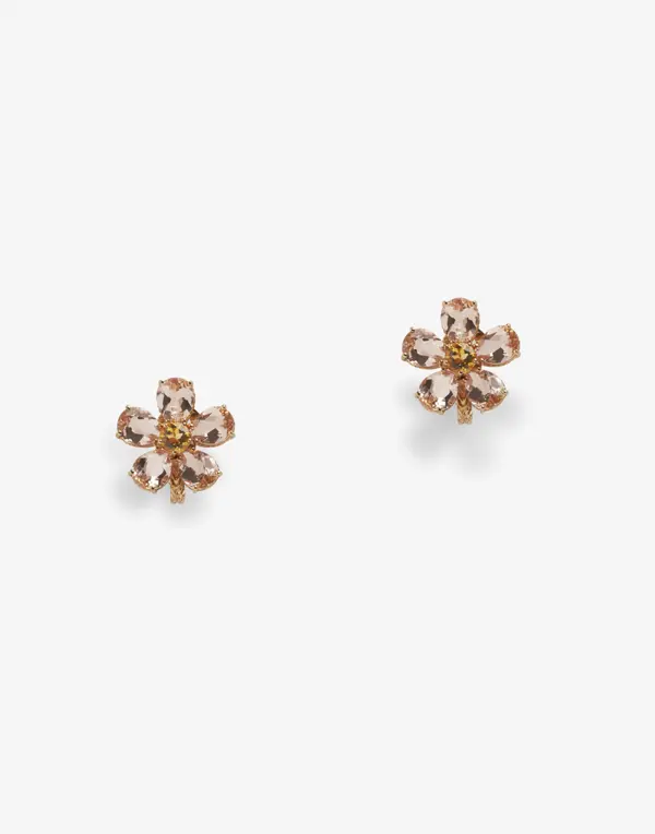 Dolce & Gabbana 18-karat Rose Earrings With Morganites And Citrines - Gold