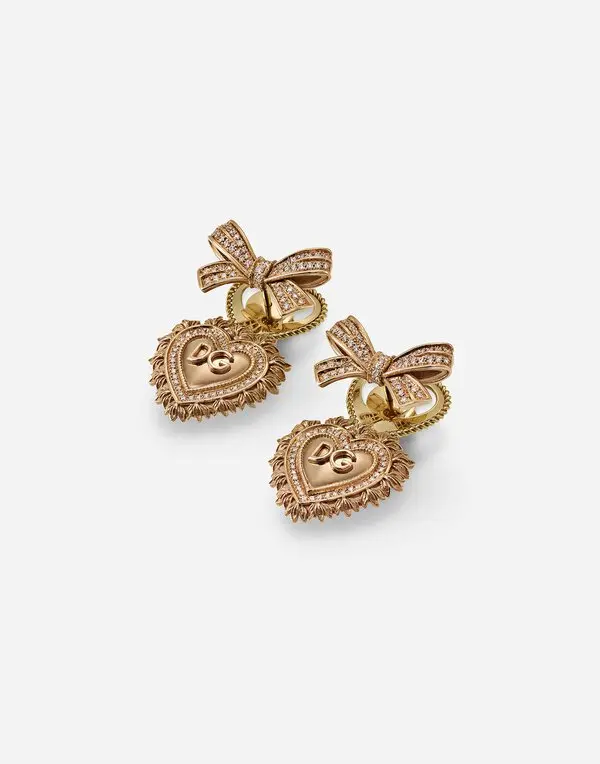 Dolce & Gabbana Devotion Diamond And Gold Earrings - Yellow Gold