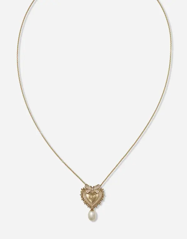 Dolce & Gabbana Devotion Necklace With Diamonds And Pearls