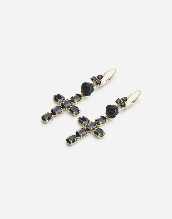 Dolce & Gabbana Family Earrings With Black Sapphires - Gold/black