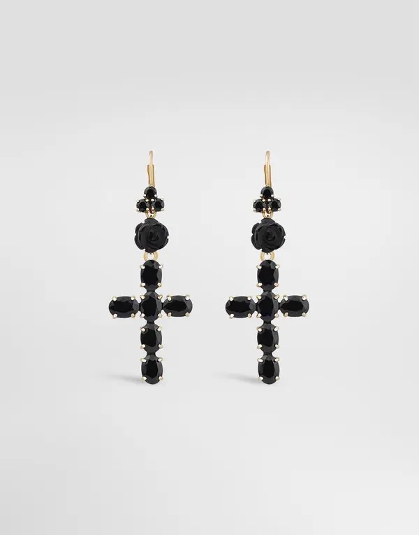 Dolce & Gabbana Family Earrings With Black Sapphires - Gold/black