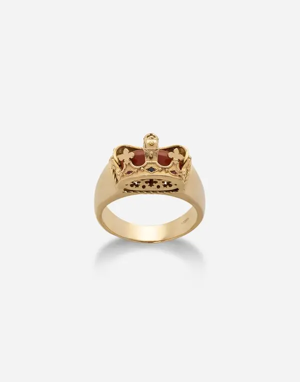 Dolce & Gabbana Royal Ring In 18-carat Yellow With Jasper, Rubies, And Sapphire - Gold